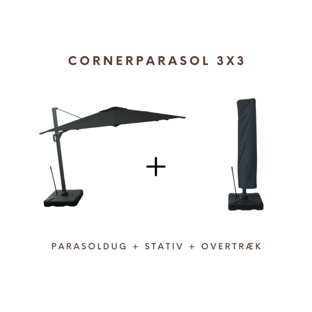 Corner Parasol v.2 3x3m 280gr/m2 Polyester dug - NY - Zederkof